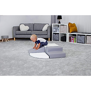 IGLU Indoor Climber XL Soft Play Equipment Foam Set 5 Shapes Baby Climbing Toys Indoor (Grey/White, 4-Piece)