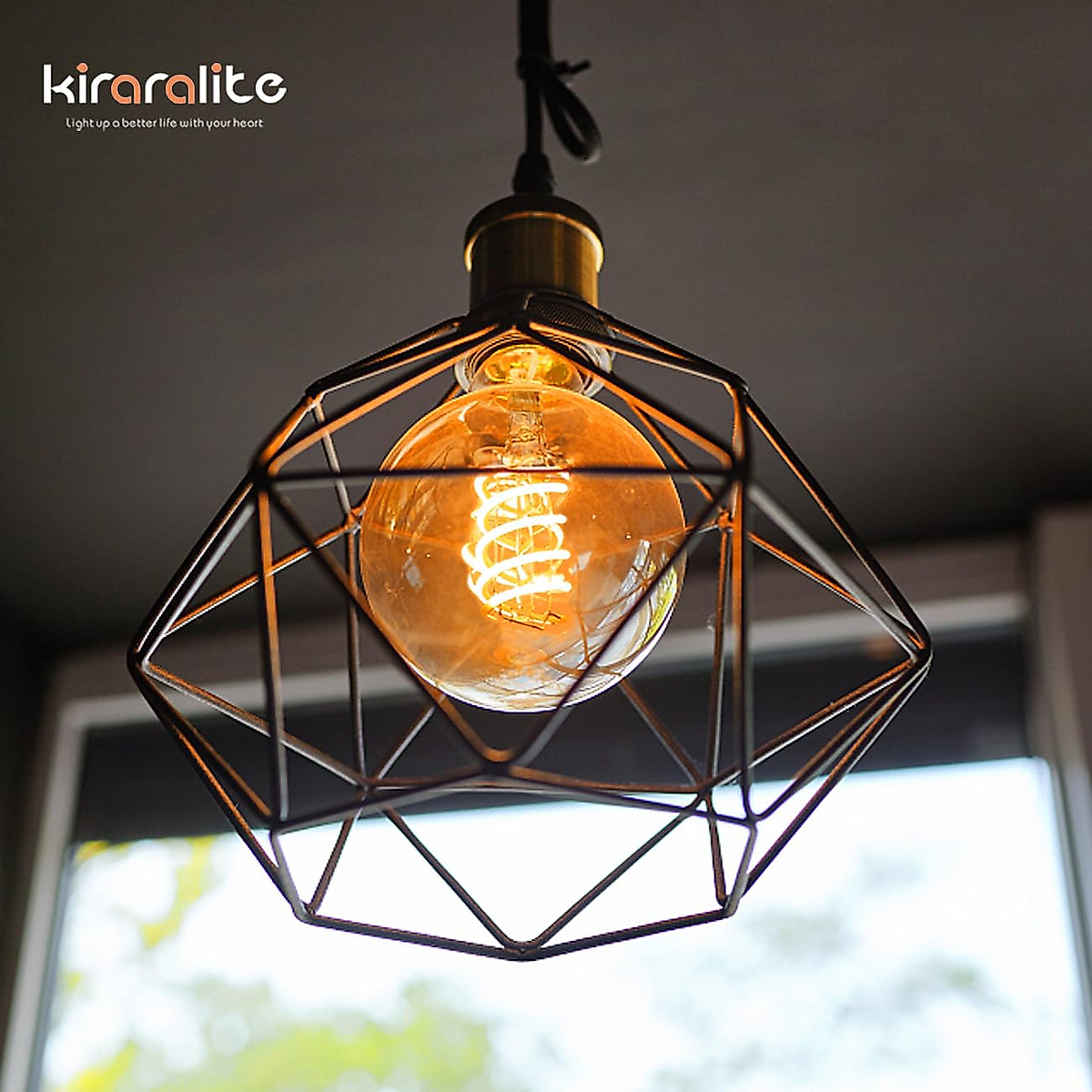 G25 LED Globe Light Bulbs, Antique Flexible Spiral LED Filament Light Bulb, Vintage LED Edison Bulb,4 Pack, Warm White 2500K,6W Equivalent to 60W, 600LM，Dimmable with 80+ CRI，E26 Base, Amber Glass