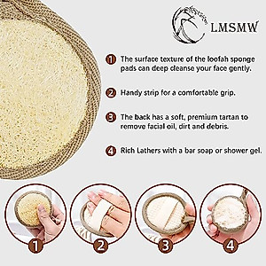 Face Exfoliating Loofah Scrubber Exfoliator Pads - Natural Luffa Facial Sponges Brush for Cleansing Exfoliation, Manual Face Cleanser Pad for Scrub Clean Facial Skin for Men Women Bath Shower, 6 Pack