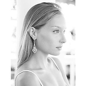 Mariell Gold Dangle Bridal Earrings, Dramatic 2 ¾" Length, Perfect Jewelry for Brides, Bridesmaid, Prom and Homecoming, Romantic Jewelry Gift For Women
