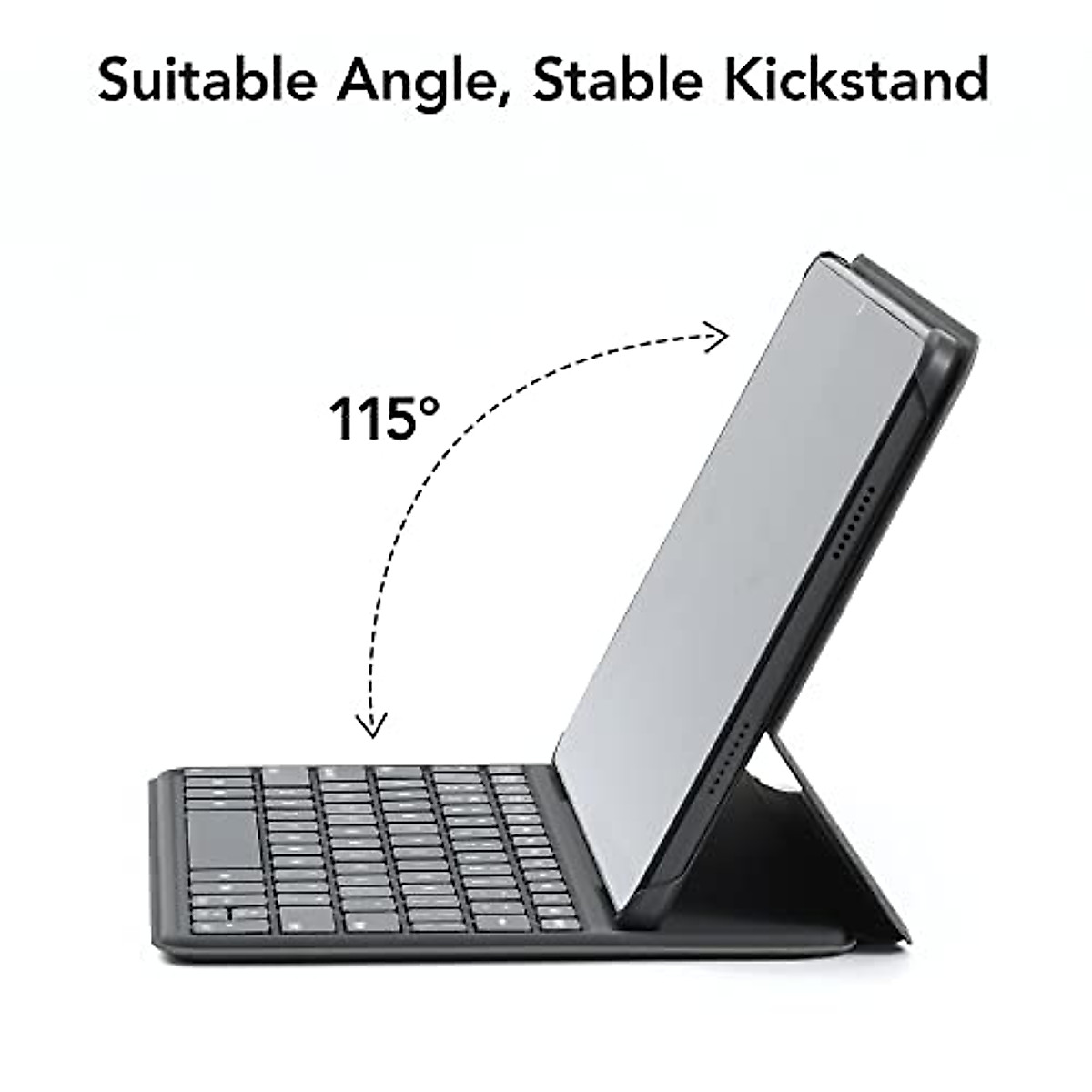 TCL Keyboard Case TAB 10s-Suitable and Stable Kickstand-Detachable Wireless Type Cover-Pogo Pin Connect, No Need External Power-Android Keyboard- Gray Case
