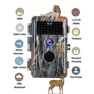 BLAZEVIDEO 2-Pack Trail Game Cameras 48MP 1296P Video No Glow Night Vision 110° Field of View Motion Activated IP66 Waterproof for Outdoor Wildlife Hunting, Animal Observation, Backyard Security