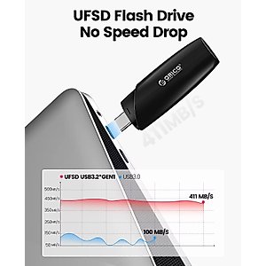 ORICO 405 MB/s Flash Drive 256GB, Memory Stick USB3.2 Reading Thumb Drive with Keychain USB Flash Drive Metal USB Drive Data Storage Compatible with Computer/Laptop（UFSD）