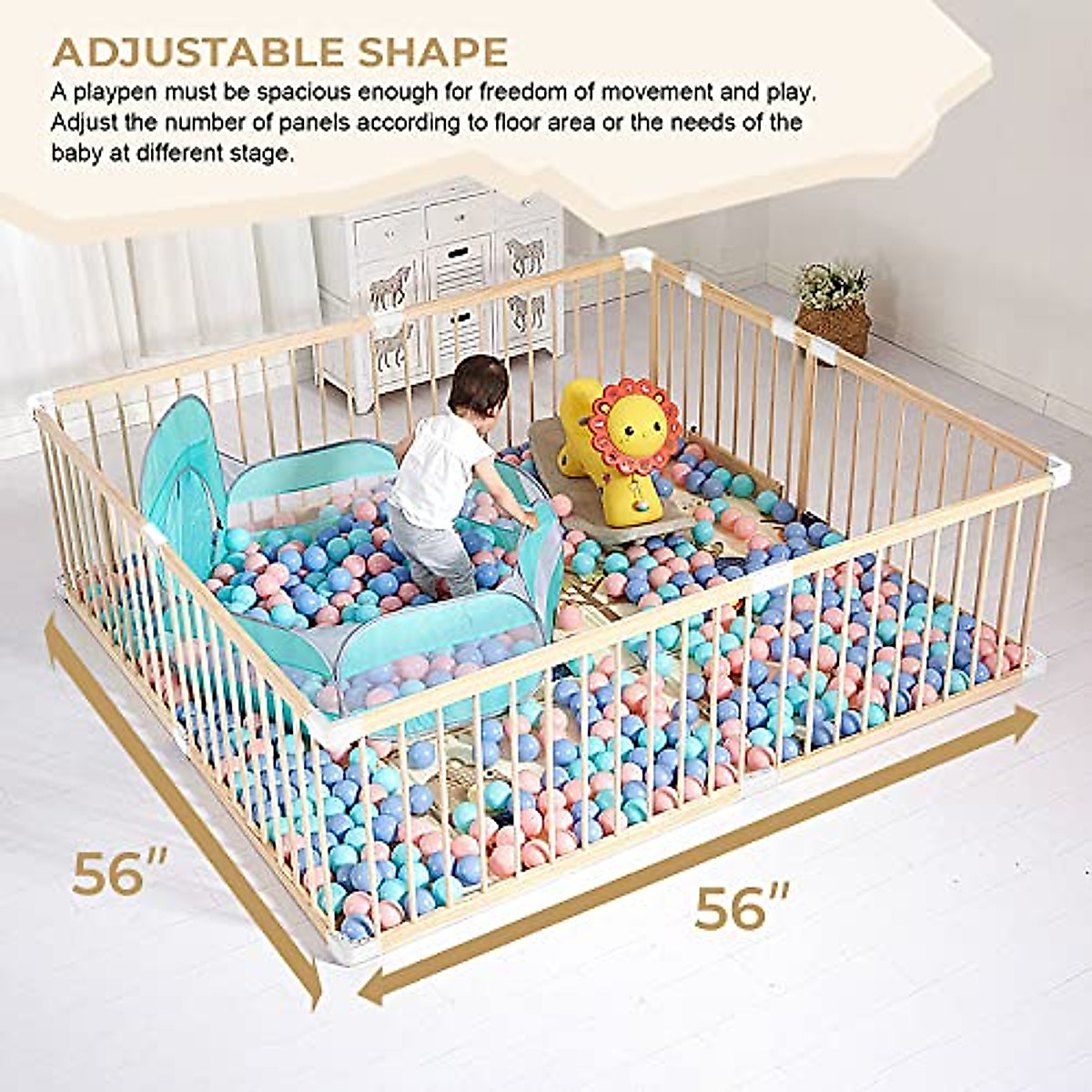 HARPPA Baby Gate Playpen Baby Fence for Babies and Toddlers Baby Play Yards for Play Area (62*47*24 inch)