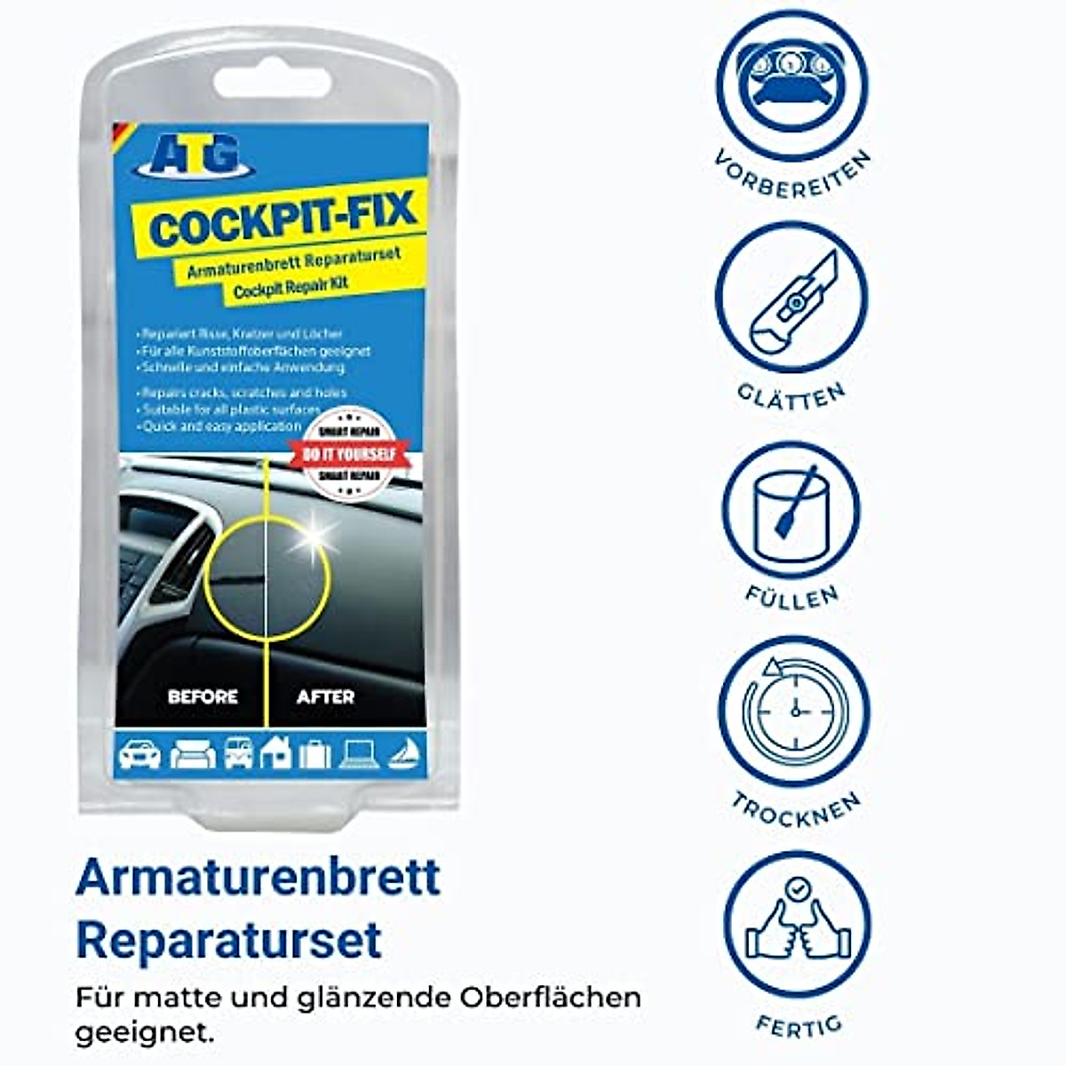 ATG Dashboard Repair Kit | Dash Repair | Dash Repair Kit | Leather and Vinyl Repair kit | Dashboard Repair | Dash Kit | Cracked Dashboard Repair Kit | Vinyl Repair Kit | Dashboard Repair | Epoxy Glue