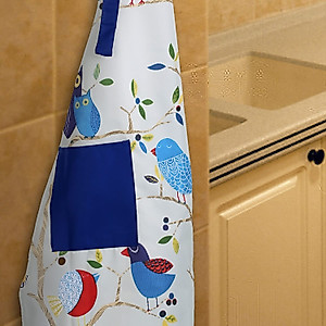 Love Potato Cute Cartoon Pattern Adjustable Kitchen Cooking Apron with 2 Pockets for Women and Men, Bird