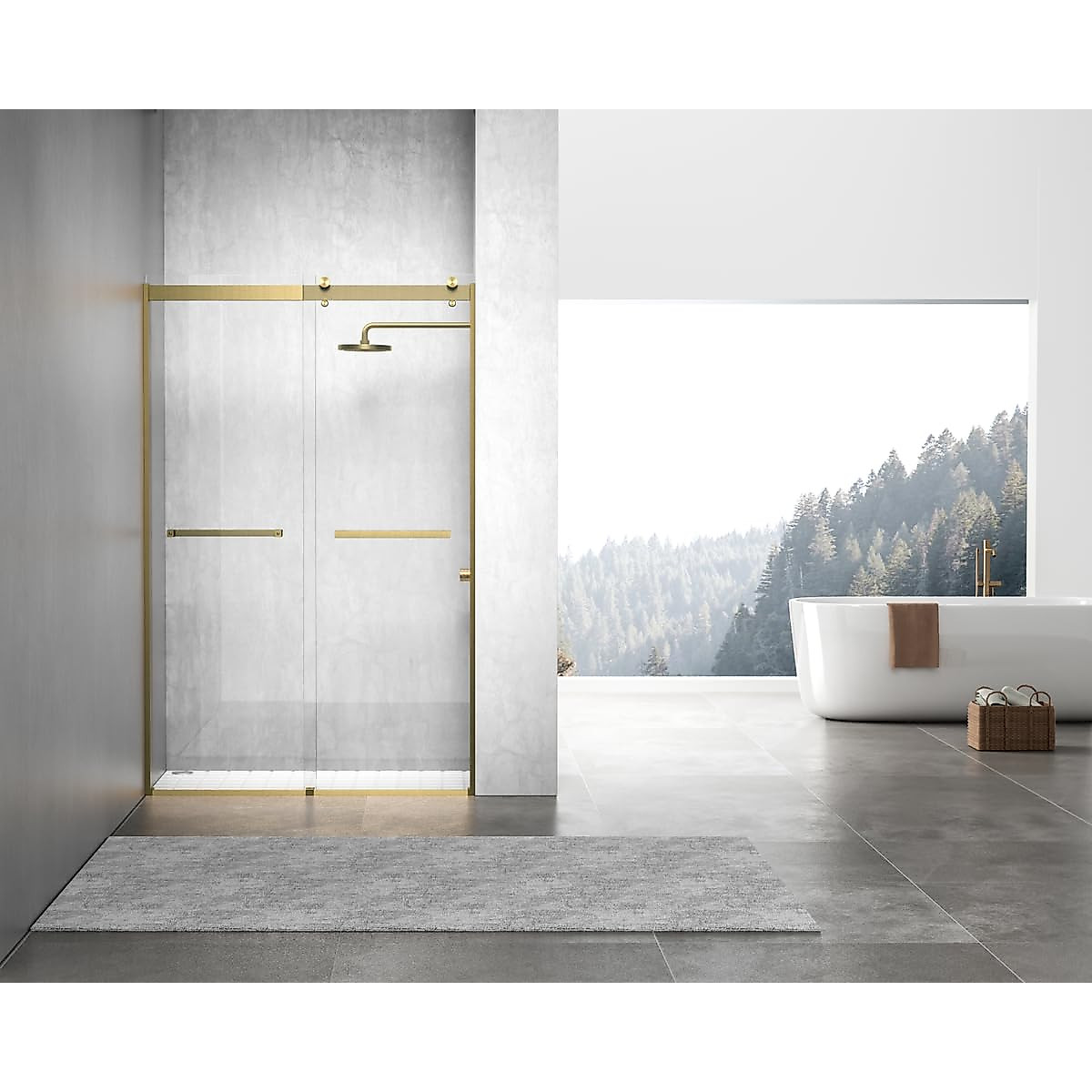Elegant Kitchen and Bath SD202-4876BGD Frameless Shower Door 48 x 76 Brushed Gold