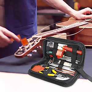Number-one Guitar Repair Tool Kit 26Pcs Guitar Maintenance Kit with Wire Plier String Organizer Fingerboard Protector Hex Wrenches Files String Action Ruler Spanner Wrench for Guitar Ukulele Banjo