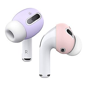 elago 2 Pairs AirPods Pro Ear Tips Cover Designed for Apple AirPods Pro, Anti Slip Silicone Cover, Dust-Free [Fit in The Case] (2 Pairs of 2 Colors) [US Patent Registered] (Lovely Pink & Lavender)
