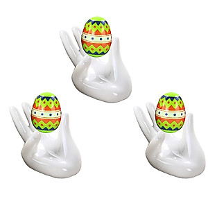 3Pcs Easter Egg Cups Easter Decorations Creative Hand Shaped Easter Egg Holders for Display White Porcelain Egg Cups Ceramic Egg Holders Easter Egg Stand Easter Egg Display Stand for Hard Boiled Eggs