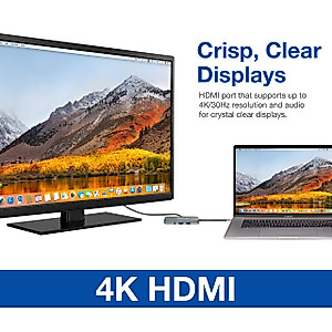 Verbatim 8-in-1 USB C Hub w/Dongle - USB Hub for Laptop w/ 100W PD, 2 USB 3.0 Ports, 2 USB C Ports, SD Card Readers, HDMI, 3.5mm Audio Port, Compact USB-C Hub