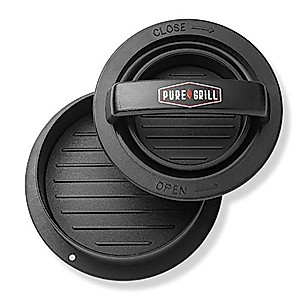 Pure Grill 3-in-1 Burger Press - Patty Maker with 100 Wax Papers for BBQ Grilling Stuffed Hamburgers, Beef Patties, and Sliders