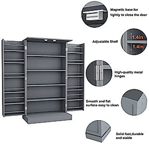 HOMEFORT 41" Kitchen Pantry Cabinet, Storage Cabinet with 6 Adjustable Shelves, Space Saving Cupboard Cabinet for Kitchen Pantry Office