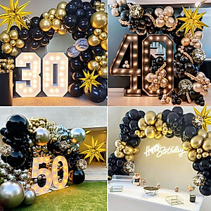 KARLURE Black and Gold Balloons Garland Arch Kit,137pcs Gold Black Balloons for Birthday Party Decorations Retirement Homecoming Graduation Christmas New Year Anniversary Decorations