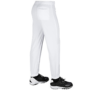 CHAMPRO mens Pull-up Baseball Performance Polyester Pull Up Pant, White, Medium US