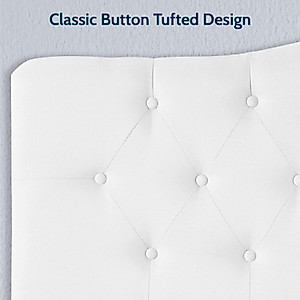 Cassandra Headboards for Full Size Bed, Upholstered Button Tufted Bed Headboard, 12 Adjustable Positions Full Headboard Only, Wall Mounted Headboard, Bed Backboard Linen Fabric Head Board - White