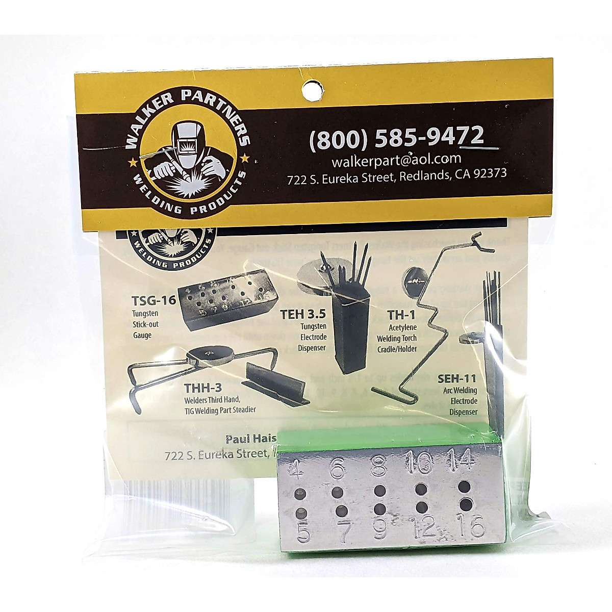 Highly Accurate Aluminum Tungsten Stick-out Gauge for TIG Welding, Wrapped in Lime Green Powder Paint. Made in USA