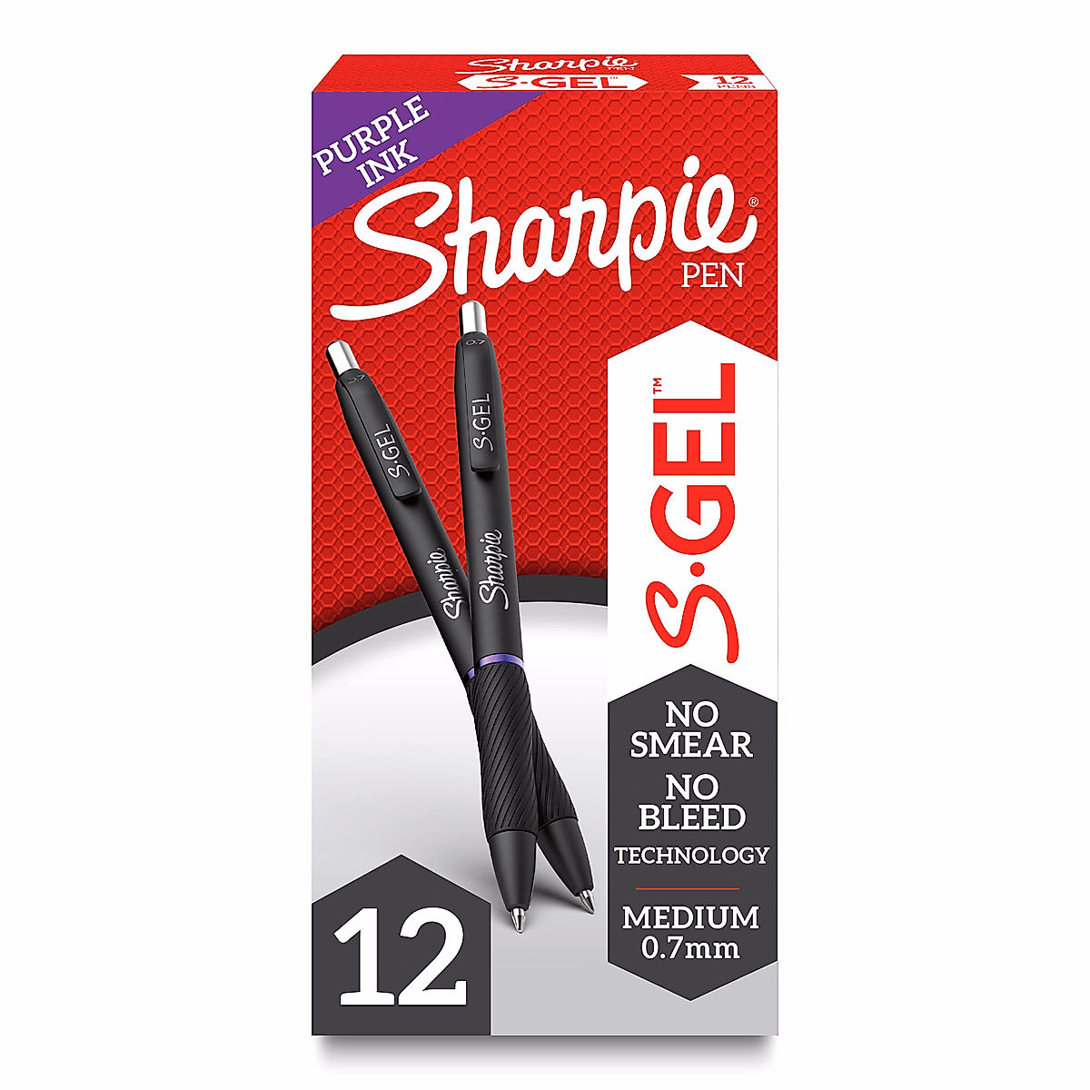 SHARPIE S-Gel, Gel Pens, Medium Point (0.7mm), Purple Gel Ink Pens, 12 Count