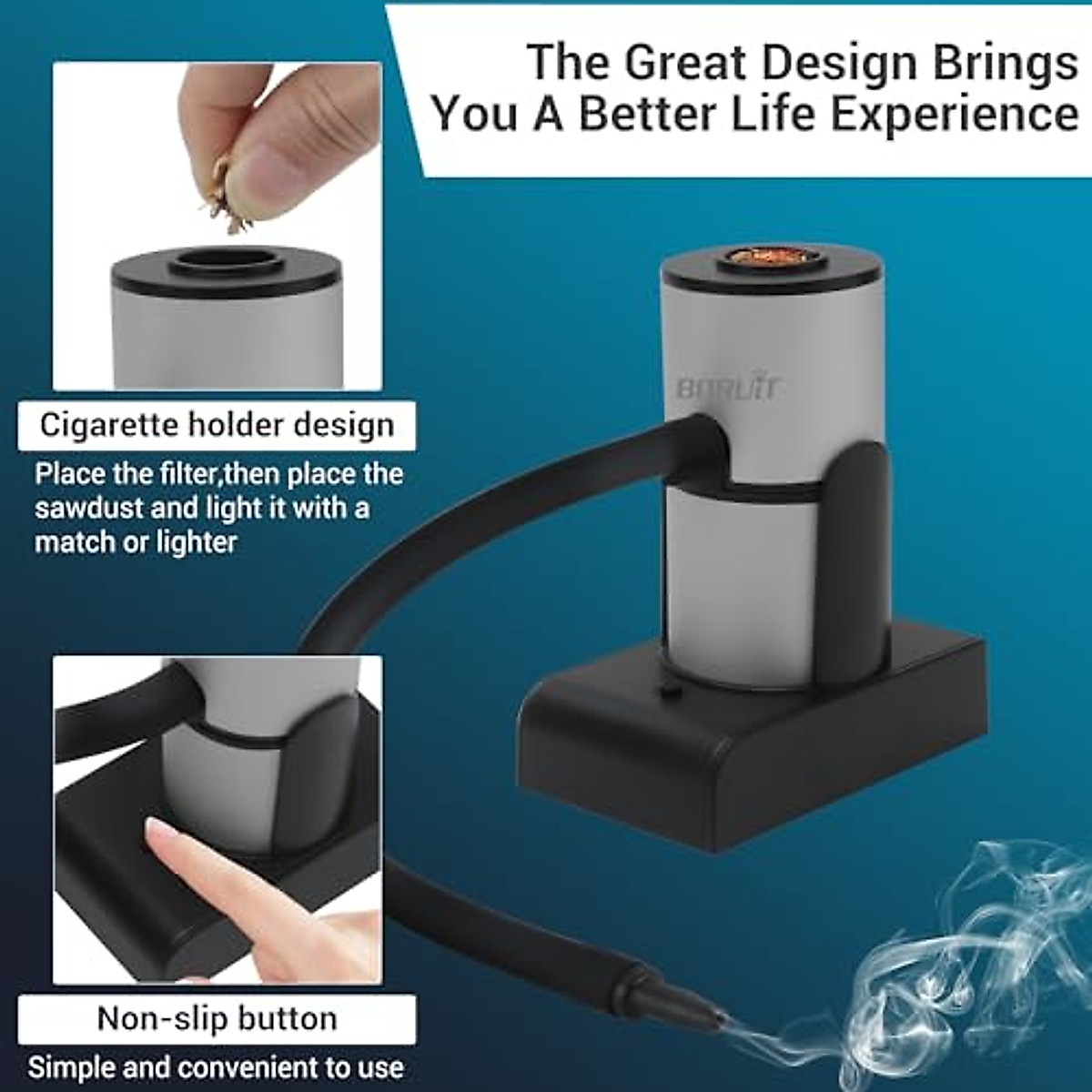 Portable Smoking Gun Wood Cocktail Smoker Handheld Food Kitchen Smoke Infuser for Sous Vide Meat Salmon Cocktails Drink Cheese BBQ Grill,Wood Chips Included
