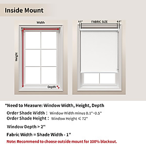 GENIMO 100% Blackout Blinds for Windows, Roller Shades for Indoor Windows, Thermal Insulated, UV Protection Fabric. Window Shades for Home, Bedroom, Living Room. Easy to Install, White, 31" W X 72" H