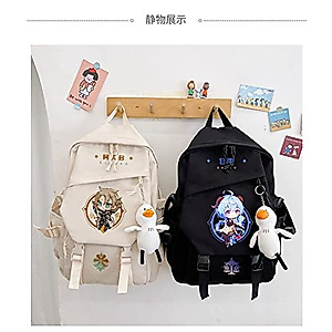 Genshin Impact Raidenshogun Anime Bookbag Backpack 3D Print Bags Travel Backpack With Cute Doll of Duck