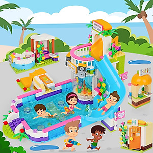 1274 Pieces Friends Tree House Summer Pool Party Building Kit, Friends Treehouse Swimming Pool Building Set with Storage Box, Creative Building Blocks Toy Birthday Gifts for Kids Girls Aged 6-12