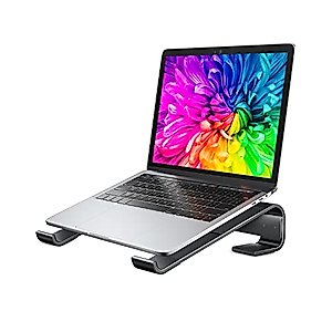 Soqool Laptop Stand for Desk, MacBook Stand Sturdy Laptop Riser, Ventilated Ergonomic Aluminum Laptop Holder Compatible with 12 13 15.6 17 Inch MacBook Pro Air/HP/Dell, Work Cooling Computer Stand