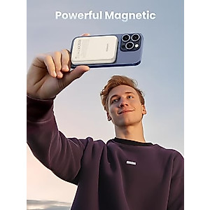 UGREEN Magnetic Power Bank, 10,000mAh Wireless Portable Charger, PD 20W Fast Charging Battery Pack with USB-C for Magsafe, iPhone 15/15 Plus/15 Pro/15 Pro Max, iPhone14/13/12 Series, White