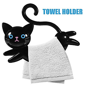 CATIEBYE Modern Towel Hanger for Kitchen Bathroom Towel Holder Wall-Mounted Bath Towel Rack Cat Towel Holder for Women Children