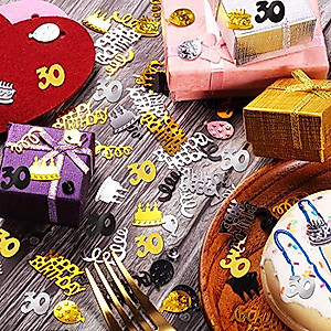 3000 Pieces 30th Happy Birthday Confetti Number 30 Birthday Cake Confetti Metallic Foil Balloon Confetti Table Scatters Decorations for Birthday Party Anniversary Wedding (Gold, Silver and Black)