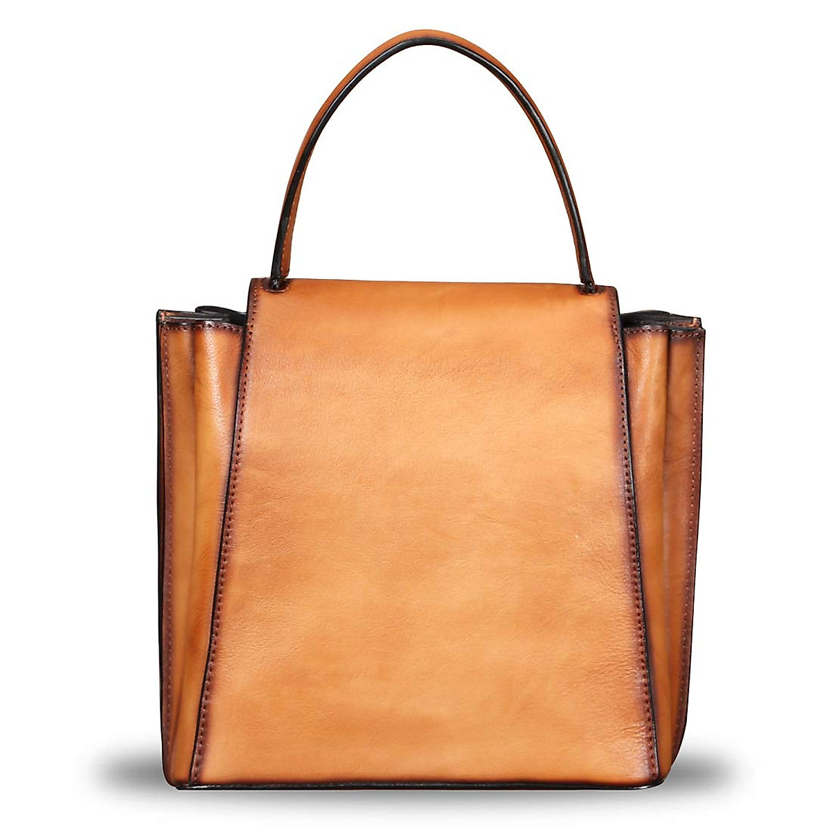 Genuine Leather Crossbody Purses for Women Vintage Cowhide Purse Small Fashion Over the Shoulder Bag Designer Purses and Handbags Cute Cross Body Bag for Ladies Top Handle Flap Over Satchel (Brown)