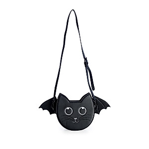 Lost Queen Women's Wendigo Shoulder Bag Cute Black Cat Bat Crossbody Purse
