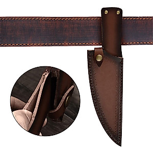 MiOYOOW Leather Knife Sheath, 8" Knife Head Sheath Kitchen Knife Protective Scabbard with Belt Loop for Outdoor Camping BBQ Hunting