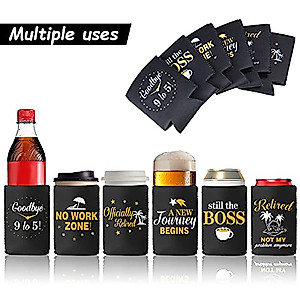 Retirement Present Beer Beverage Can Coolers Funny Retirement Beer Can Sleeve Collapsible Neoprene Can Beer Bottle Beverage Cooler for Men Women Retirement Party Decoration Supplies 6 Pieces
