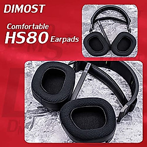 DIMOST HS80 Ear Pads Compatible with HS80 Headset I Thicker Enhanced Memory Foam - More Breathable PU/Mesh
