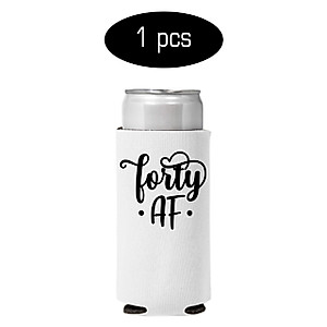 Veracco Fourty AF Fouty Squad 40 Years Slim Can Coolie Holder 40th Birthday Gift Forty Squad and Fabulous Party Favors Decorations (Black/White, 12)