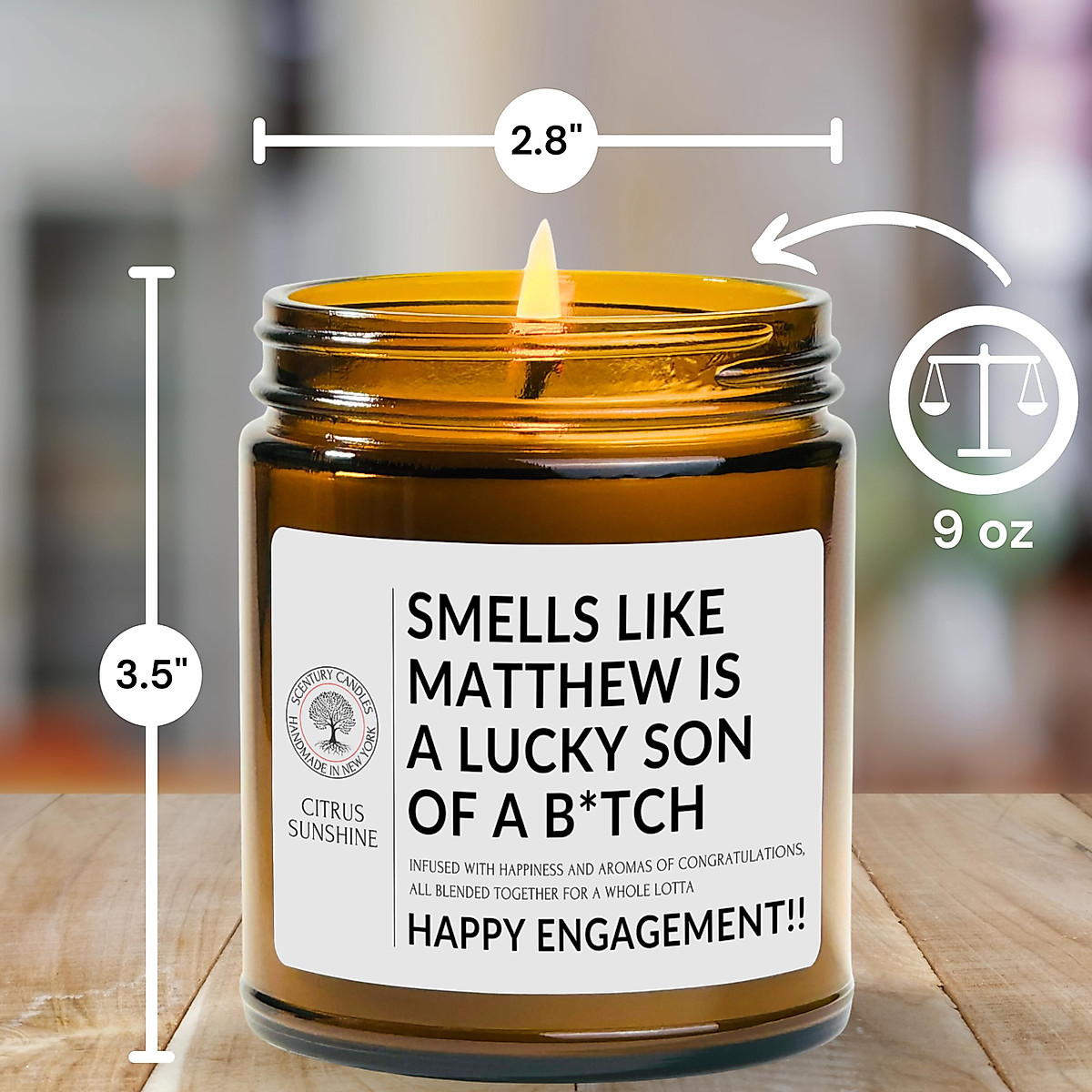 PERSONALIZED Engagement Gift For Couples, Happy Engagement Candle, 21 Scents To Choose, Gifts For Newly Engaged Couple, Custom Funny Engagement Gift For Her/Him, Bride To Be Gifts