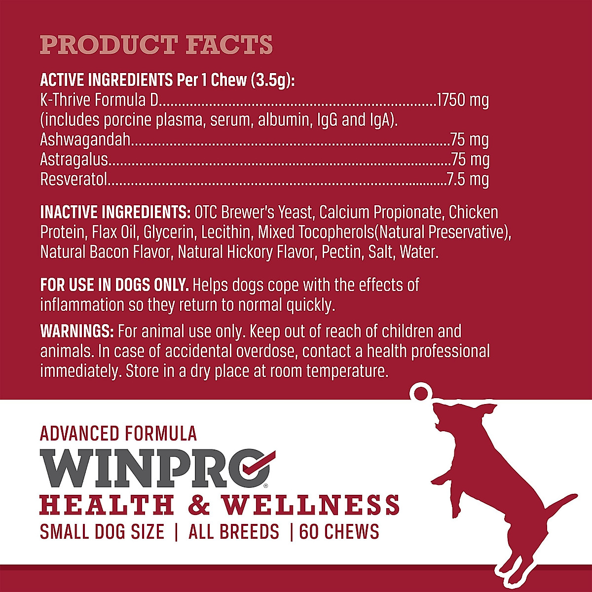 WINPRO Pet Health & Wellness Chews for Small Dogs, 60 Soft Chews, Plasma Powered, Grain Free Supplement for Small Dogs Providing Vitality and Immunity Support