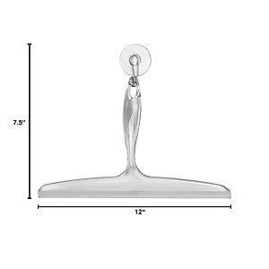 iDesign Plastic Bath Squeegee for Glass with Suction Hook Holder – 12", Clear