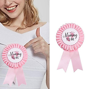 2 Pieces Daddy and Mommy to Be Tinplate Badge Pin, Gender Reveal Rosette Button Pins New Mom Gifts for Baby Shower Party Favor Decoration (Pink Blue)