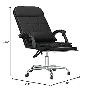WEHUOSIF Scandinavian Minimalist Massage Reclining Office Chair, Black Faux Leather