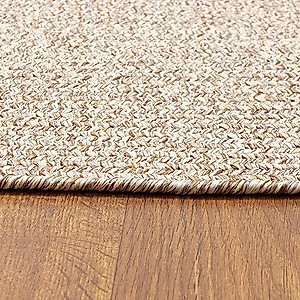 Super Area Rugs Rustic Farmhouse Living Indoor/Outdoor Reversible Braided Rug - Made in USA - Beige Mix 2' X 4' Oval Runner