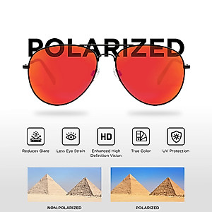 EVEE Polarized Aviator Sunglasses Classic Military Sunglasses (Scout) (Matte Black, 62)