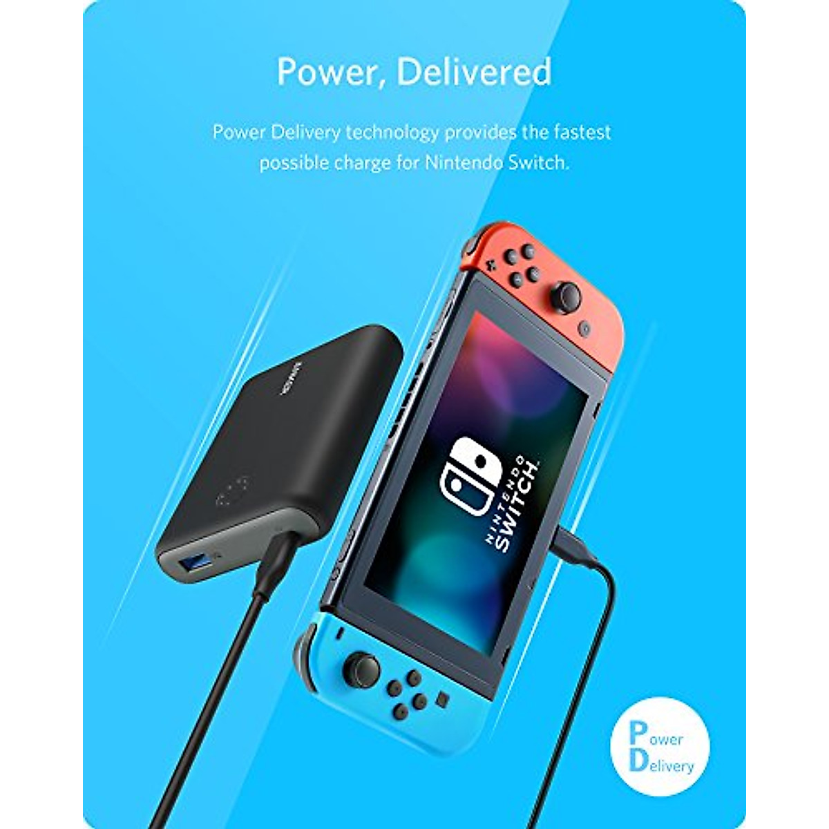 [Power Delivery] Anker PowerCore 13400 Nintendo Switch Edition, The Official 13400mAh Portable Charger for Nintendo Switch, for use with iPhone X/8, USB-C MacBooks, and More