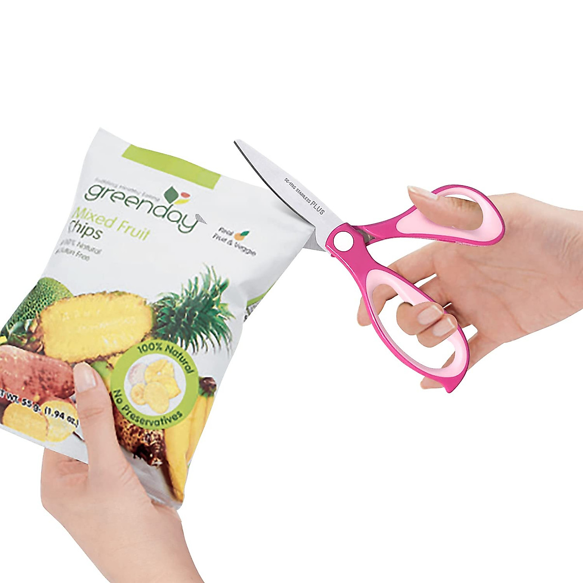 Plus Fit Cut Curve Scissors, Large, Pink (35061)