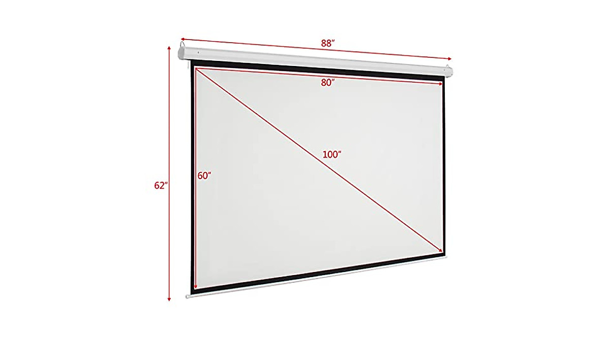 Motorized 100" Projector Screen with Remote | Auto-Locking & Portable