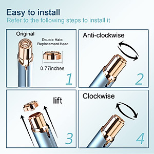 Replacment Heads Generation 2 Double Halo Compatible with Finishing Touch Flawless Gen 2 Facial Hair Removal for Women, 4-pc Pack