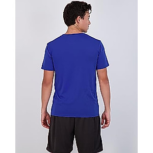 Real Essentials Mens Quick Dry Fit Dri-Fit Short Sleeve Active Wear Training Athletic Crew T-Shirt Gym Wicking Tee Workout Casual Sports Running Tennis Exercise Undershirt Top, Set 14, L, Pack of 5