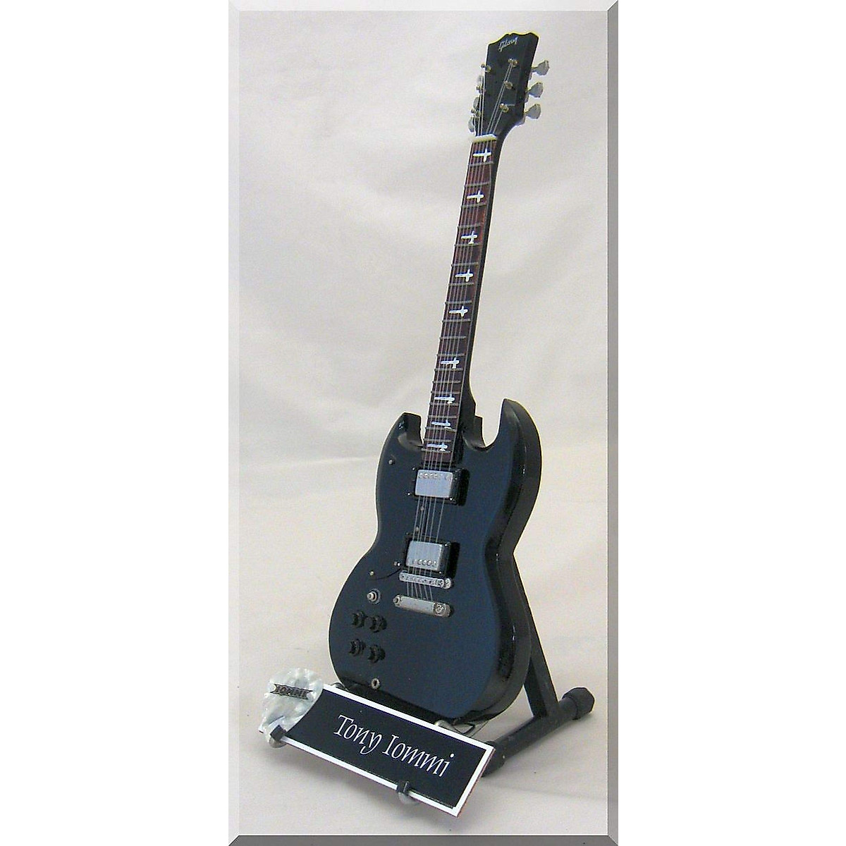 Tony Iommi Miniature Guitar Black Sabbath with Guitar Pick