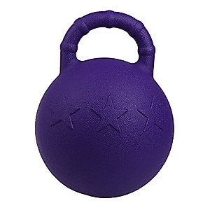 Injoyo 28cm Equine Sports Rubber Jolly Ball Scented Horse Play Toy with Handle - Purple